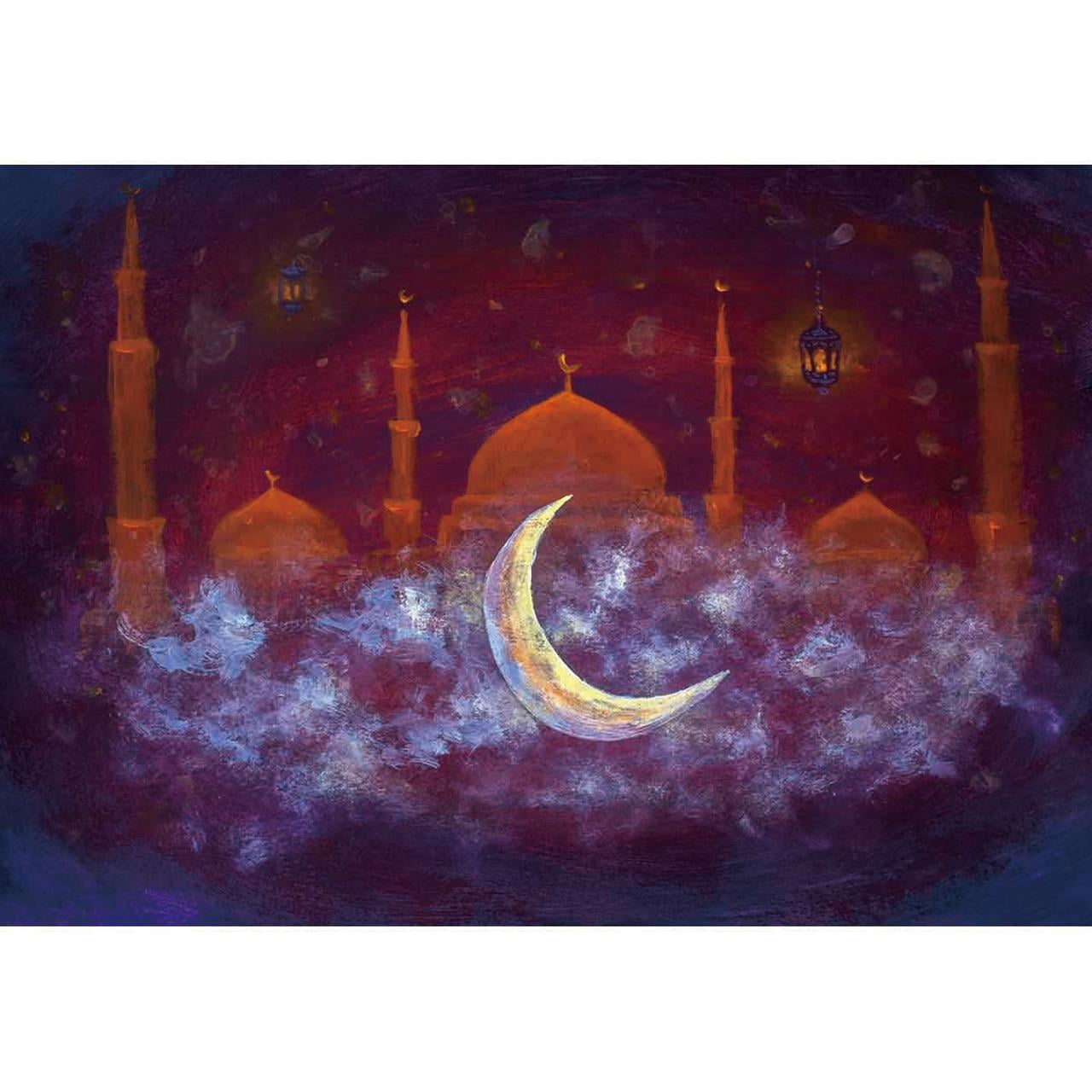 Allenjoy Lantern Ramadan Kareem Photography Background Gold Moon ...