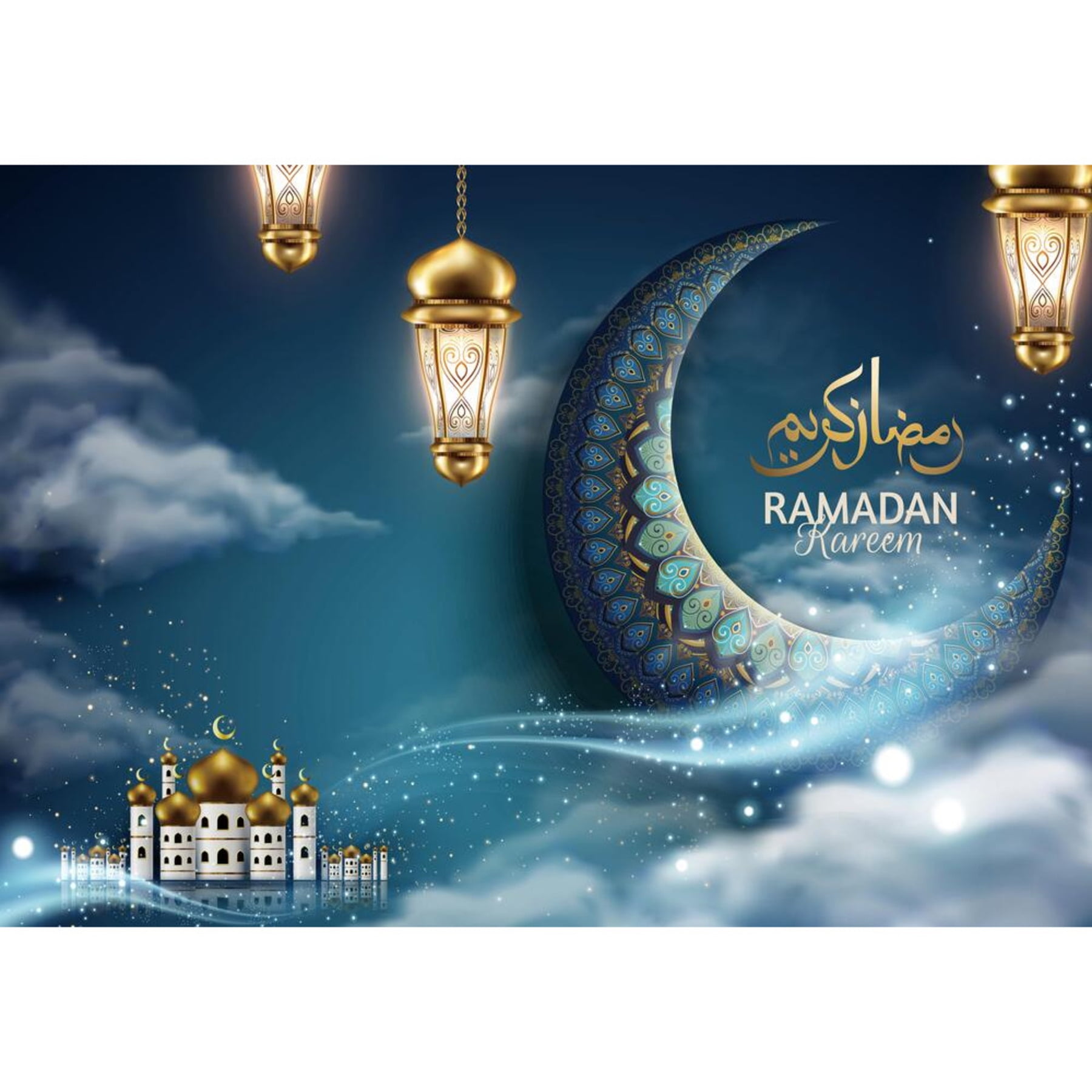 Allenjoy Lantern Ramadan Kareem Photography Background Gold Moon ...