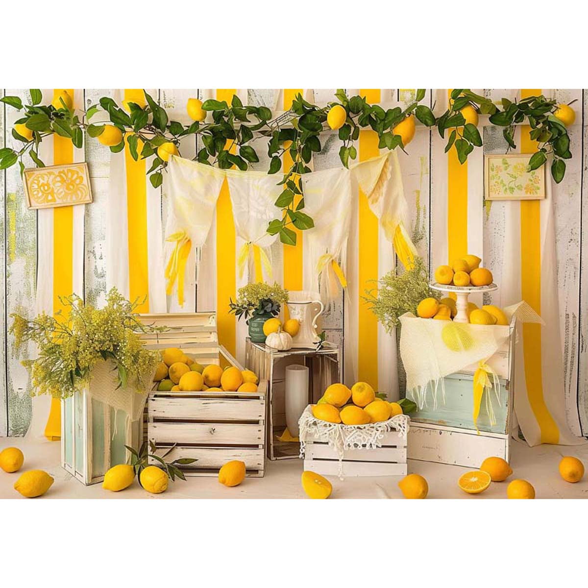 Allenjoy Lemon Crates Yellow Backdrop - Walmart.com
