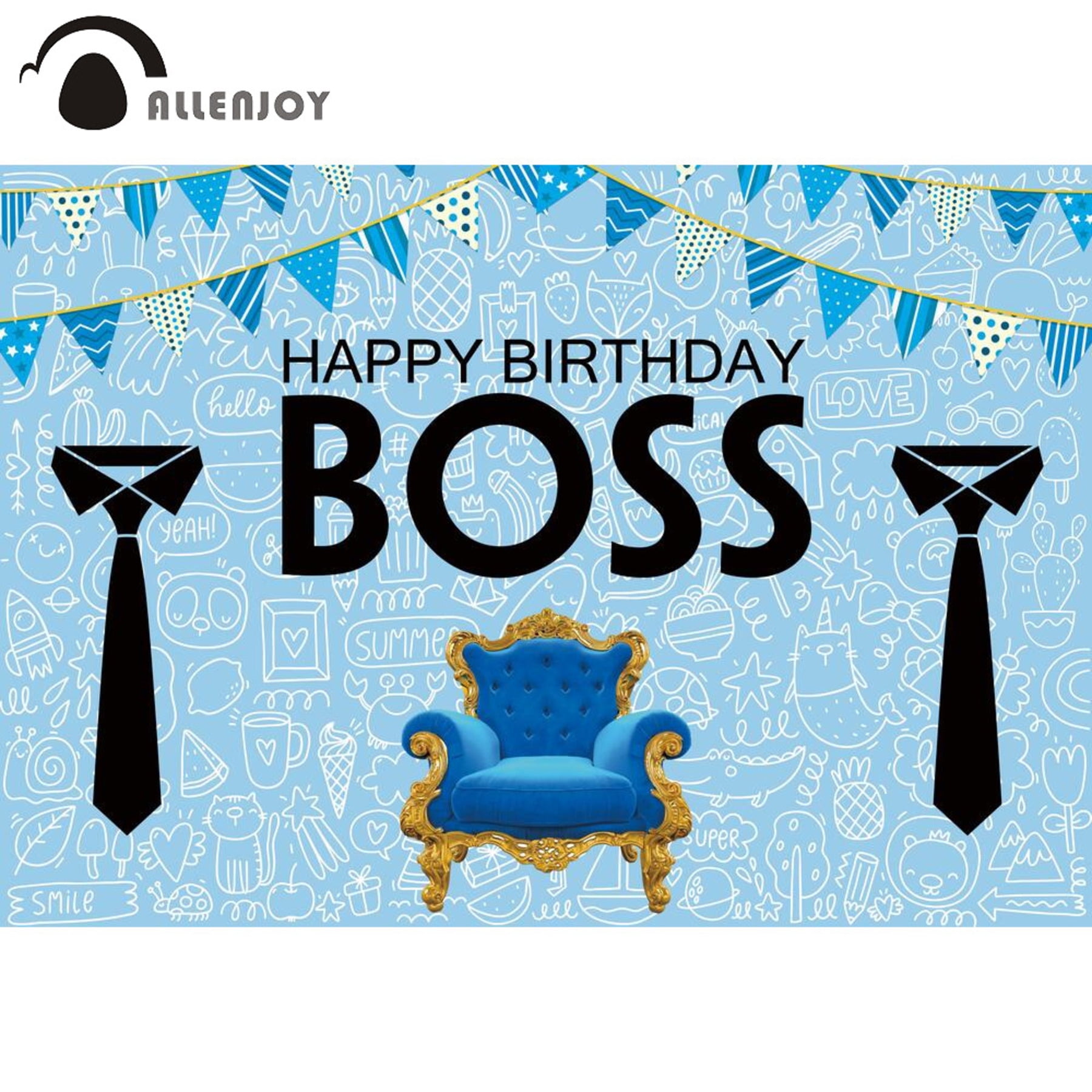 Allenjoy Little Men Boss Theme Party Backgrounds Blue Boys Birthday ...