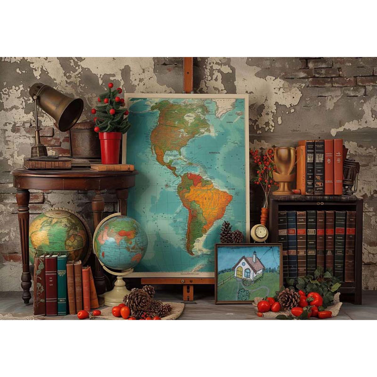 Allenjoy Map Book Brick Wall Backdrop - Walmart.com