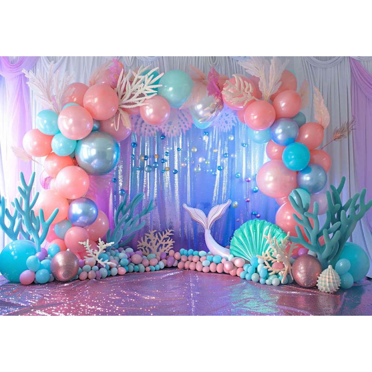 Allenjoy Mermaid Pastel Colored Balloons Backdrop - Walmart.com