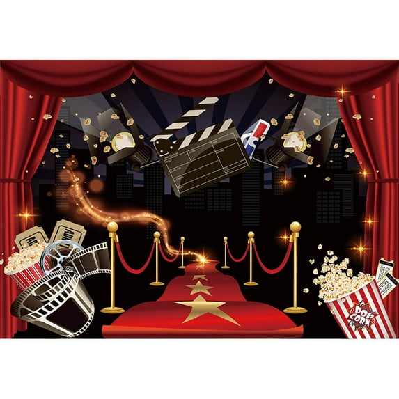 Allenjoy Movie Theme Photography Backdrop Red Carpet Curtain Cinema ...