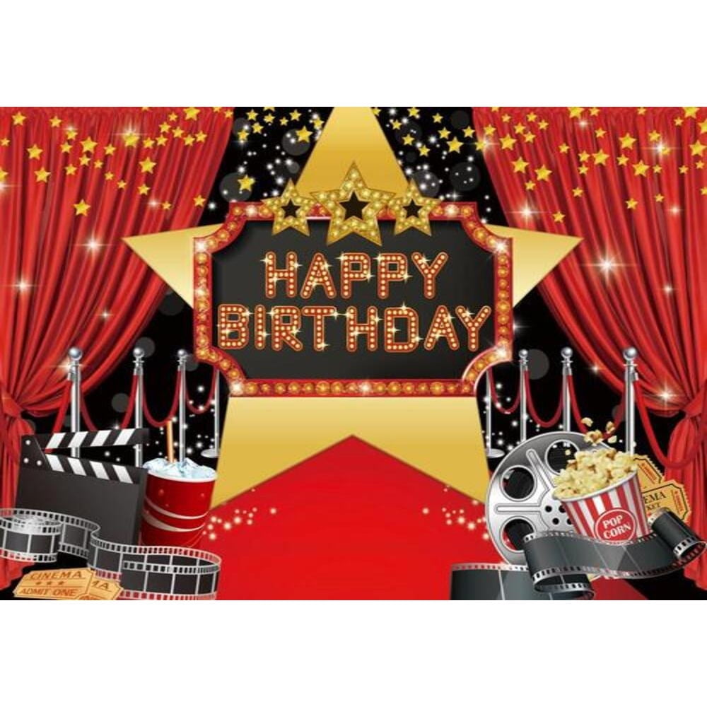 Allenjoy Movie Theme Photography Backdrop Red Carpet Curtain Cinema ...