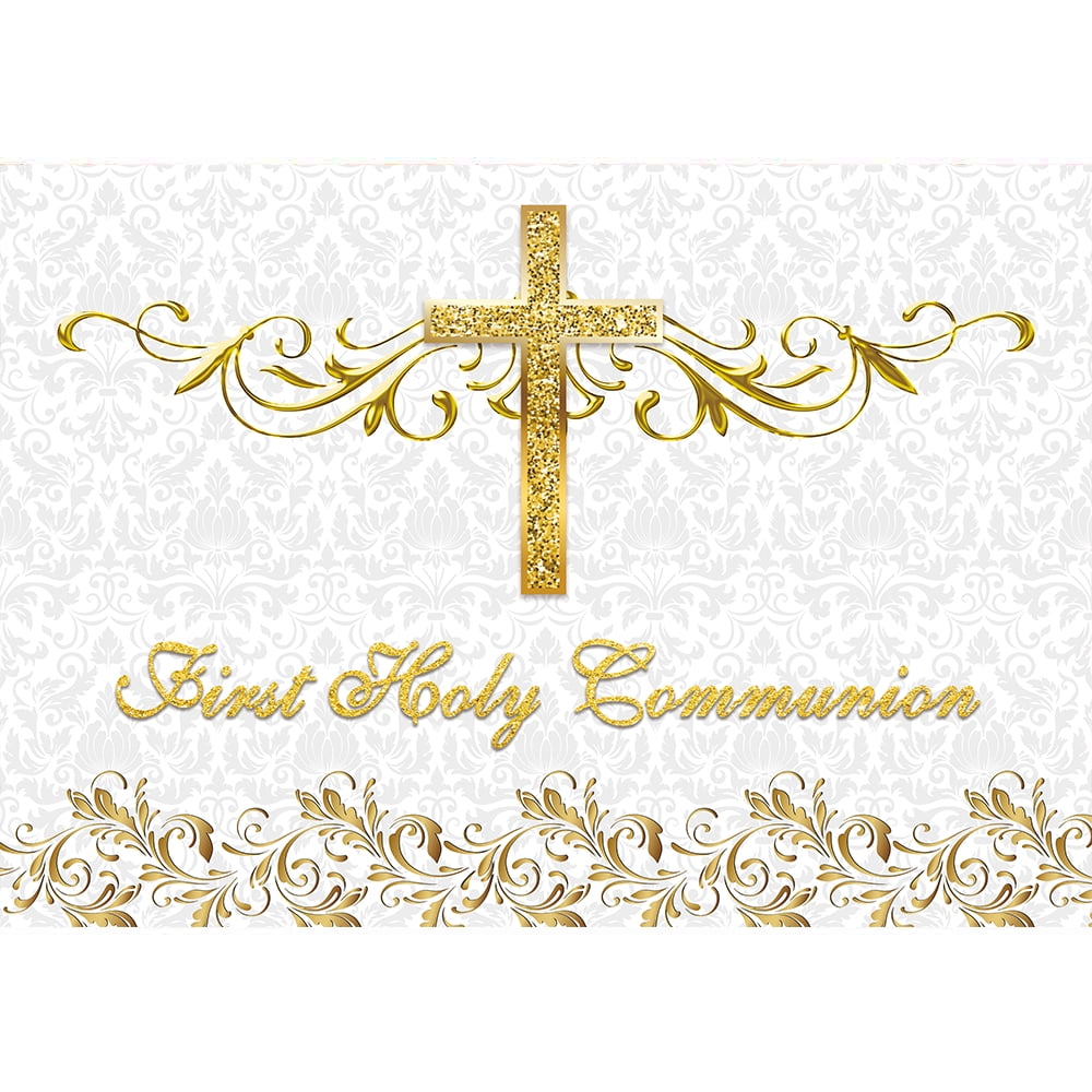 Allenjoy My First Holy Communion Photography Backdrop Golden Cross ...