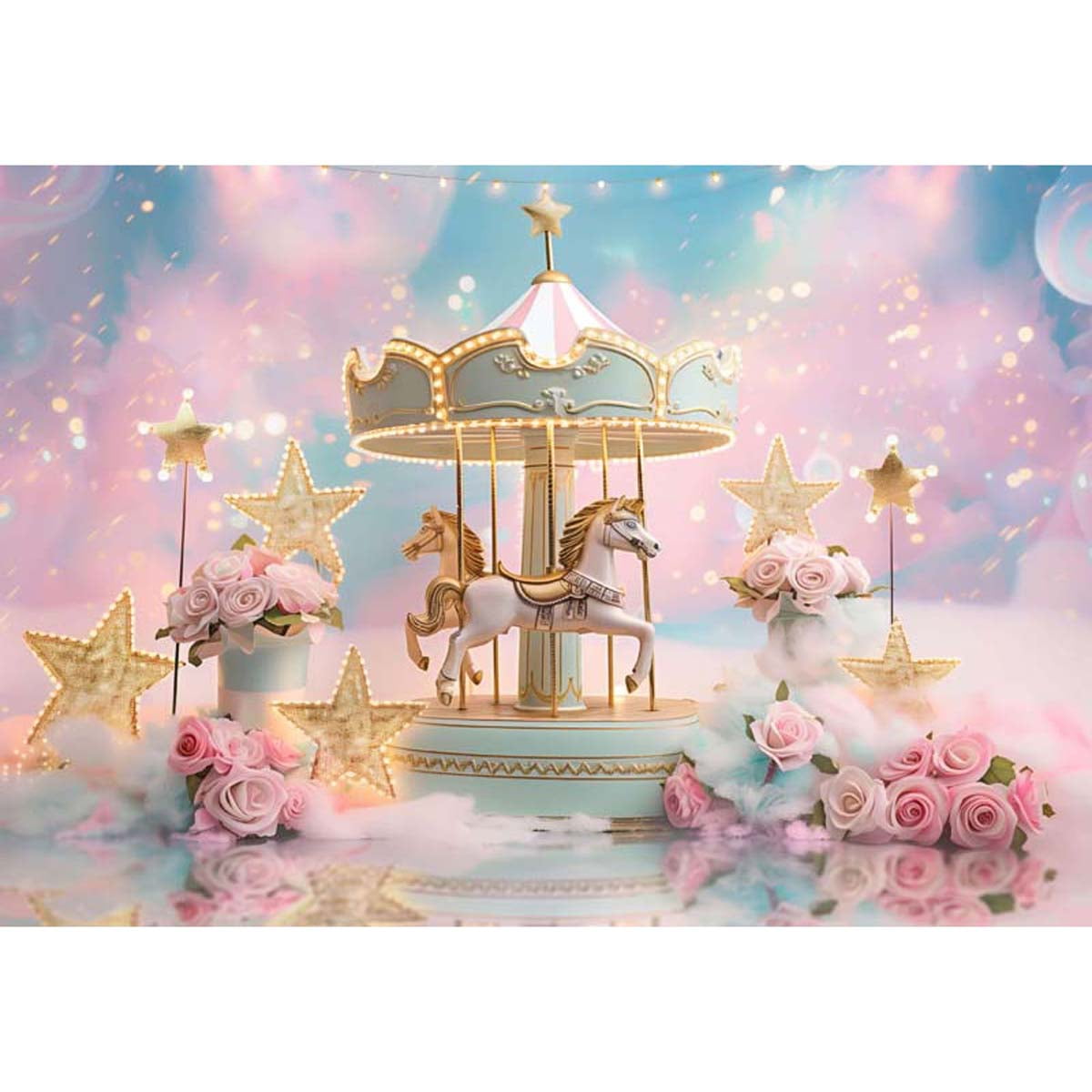 Allenjoy Pastel Carousel Unicorn Backdrop - Walmart.com