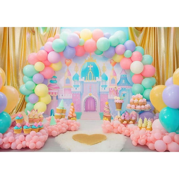 Allenjoy Pastel Castle Balloon Backdrop - Walmart.com