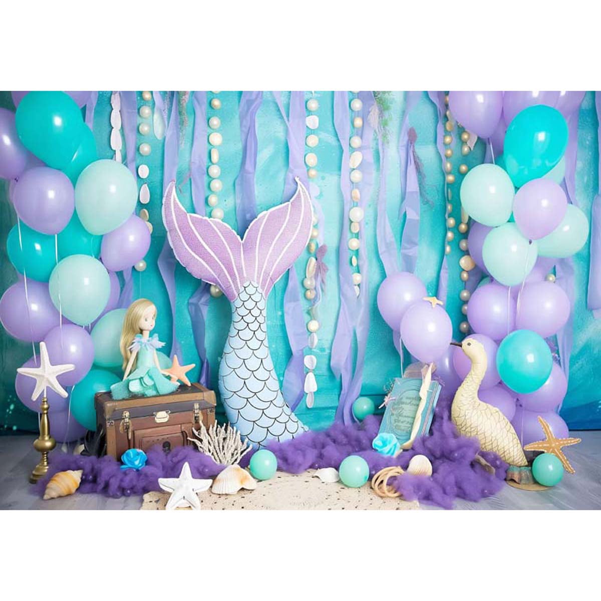 Allenjoy Pastel Purple Mermaid Balloons Backdrop - Walmart.com