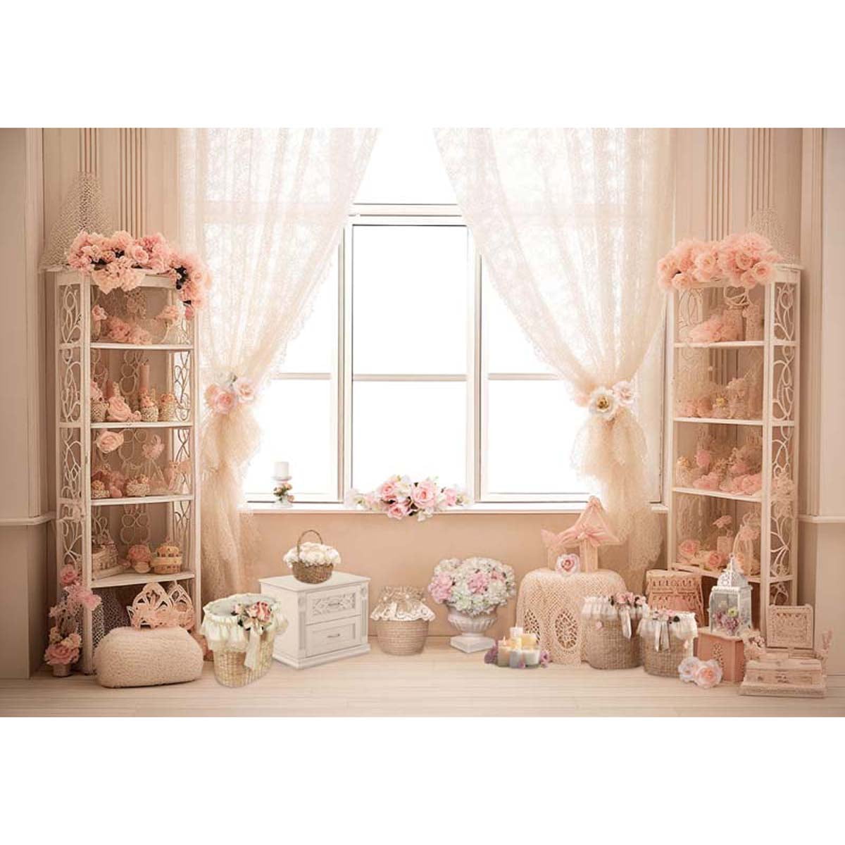 Allenjoy Peach And Lace Window Backdrop - Walmart.com