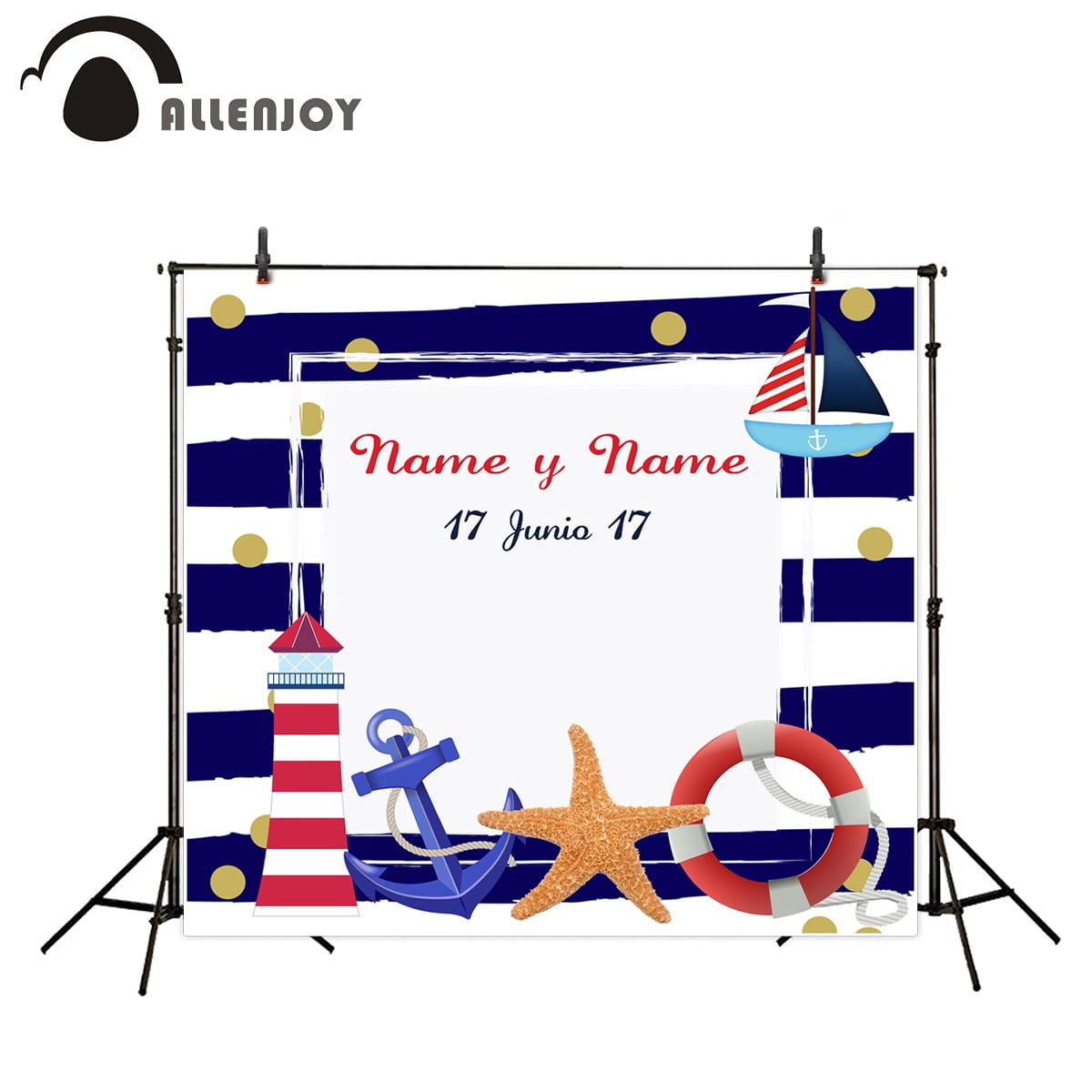 Allenjoy Photographic Background Blue and white stripes backdrop ...