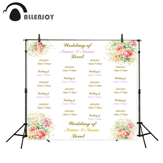 Allenjoy Photographic Background Flowers wedding backdrop name date and ...