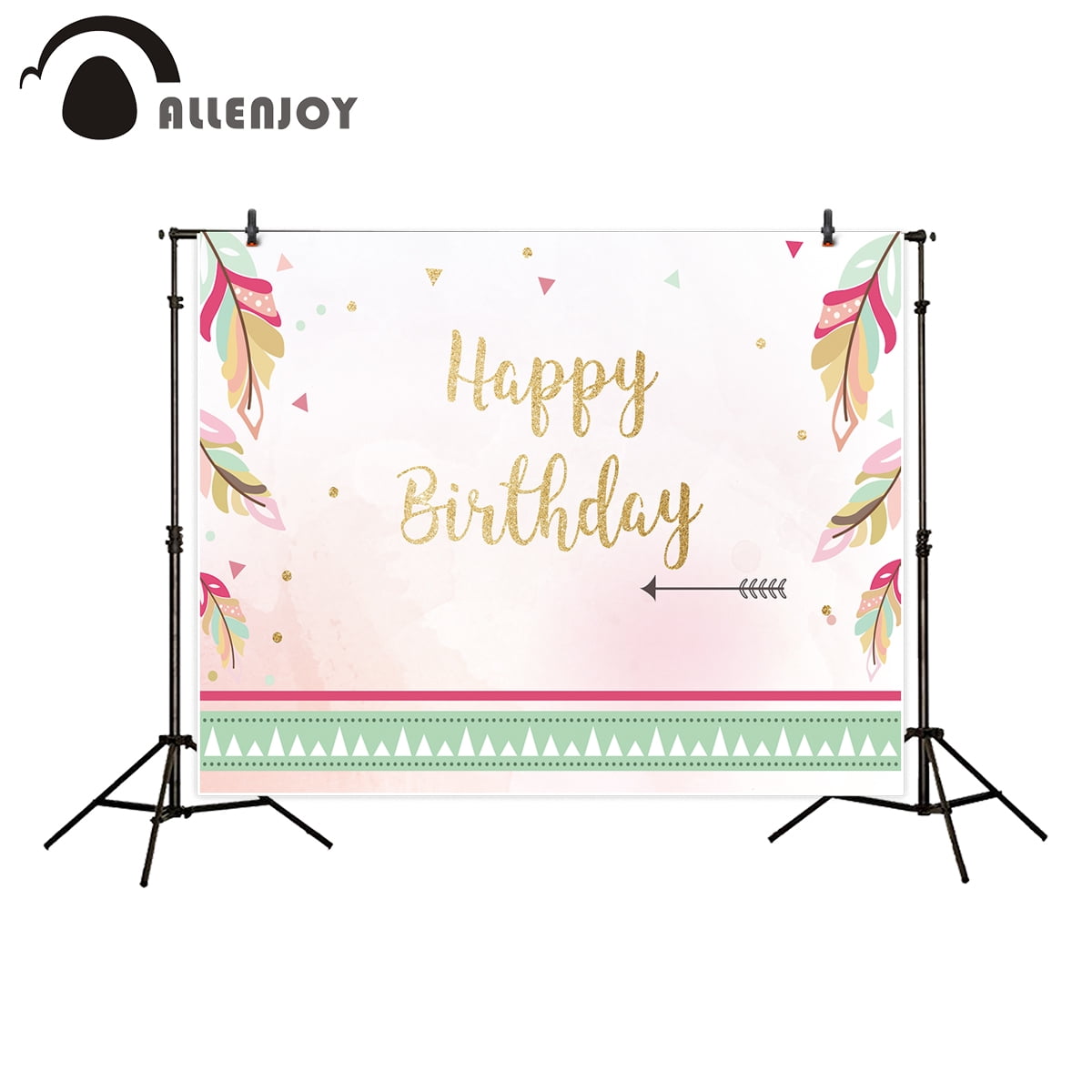 Allenjoy Photography Backdrop Colorful Feather Arrow Happy Birthday ...