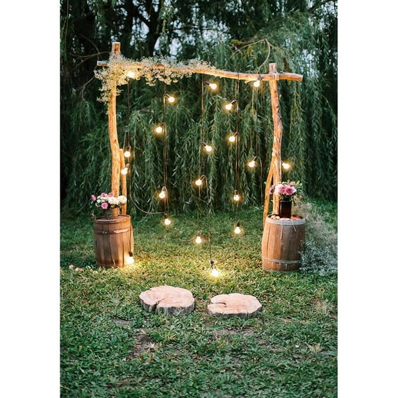 Allenjoy Photography Backdrop Rustic Wedding Glitter Wood Arch Flower ...