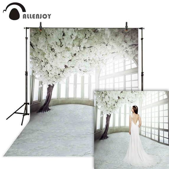 Allenjoy Photography Backdrop Spring Wedding White Flower Tree Window ...