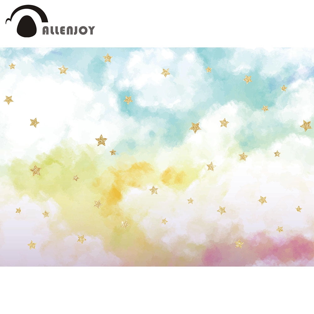 Allenjoy Photography backdrops Watercolor Colorful White Cloud Sky ...