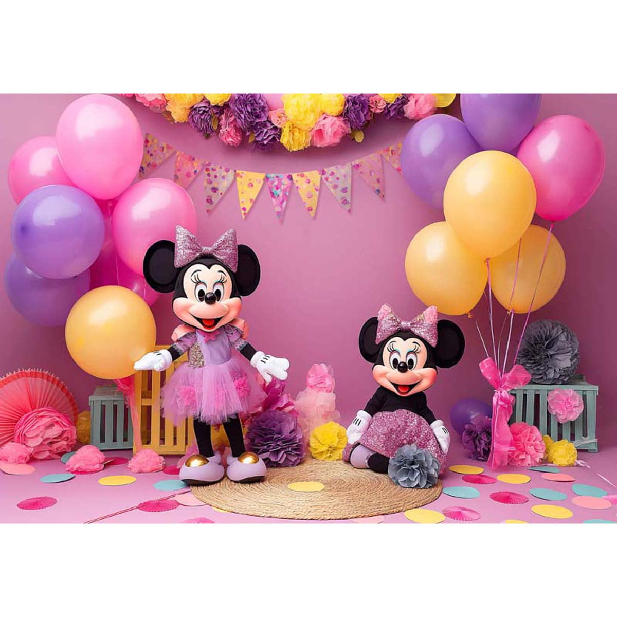 Allenjoy Pink Balloon Mouse Party Backdrop - Walmart.com
