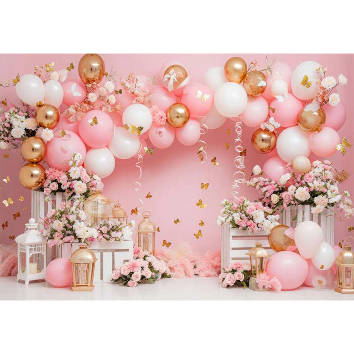 Allenjoy Pink Balloons Flower Cake Smash Backdrop - Walmart.com