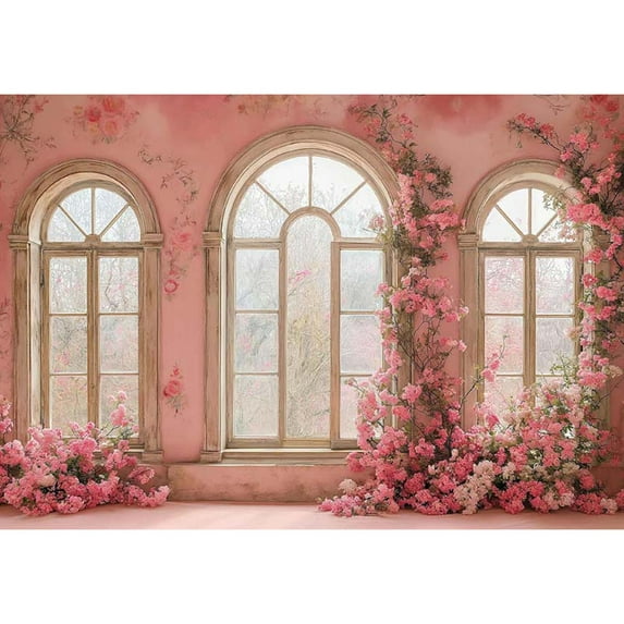 Allenjoy Pink Flower Arch Window Backdrop - Walmart.com