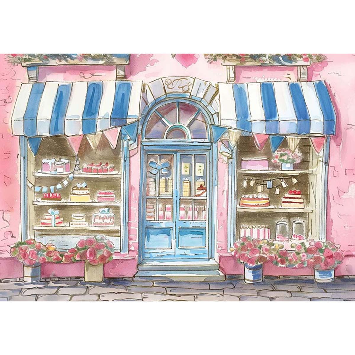 Allenjoy Pink Pastry Shop Backdrop - Walmart.com