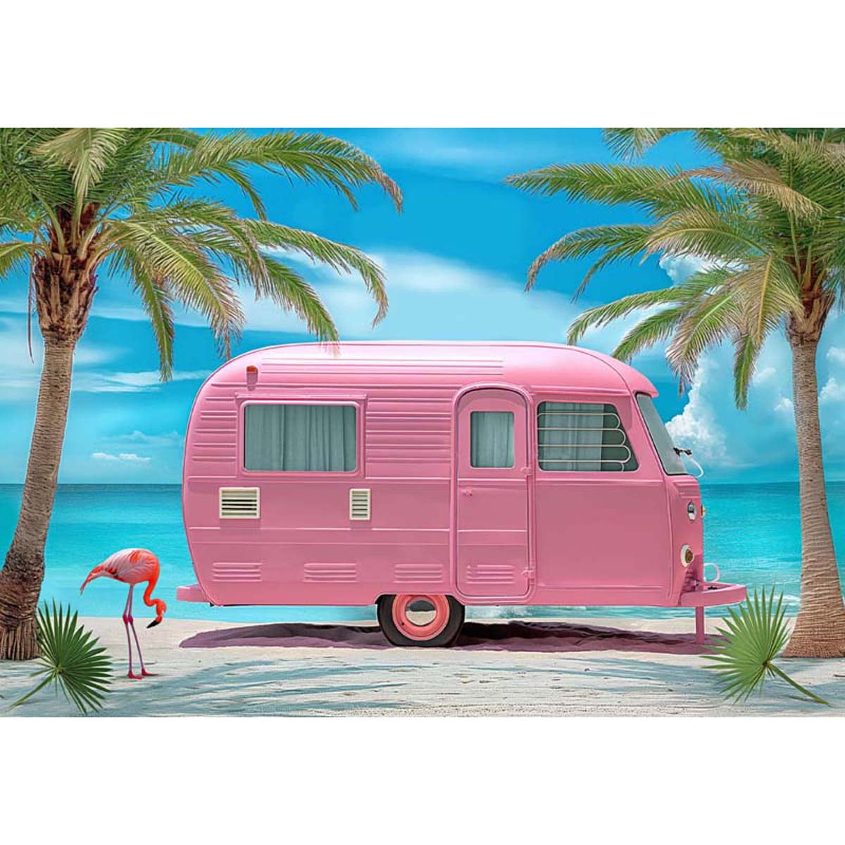 Allenjoy Pink Summer Beach Van Backdrop - Walmart.com