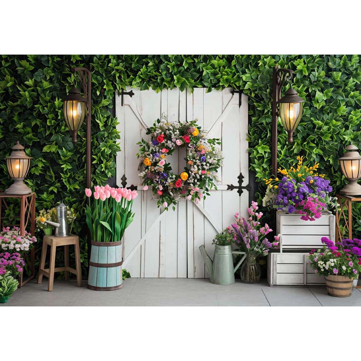 Allenjoy Plants Wall White Door Backdrop - Walmart.com