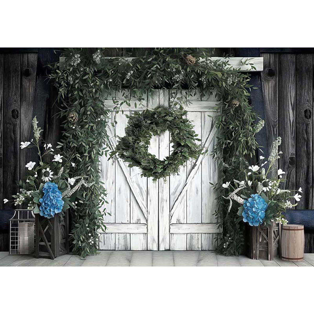 Allenjoy Plants White Wood Door Backdrop - Walmart.com