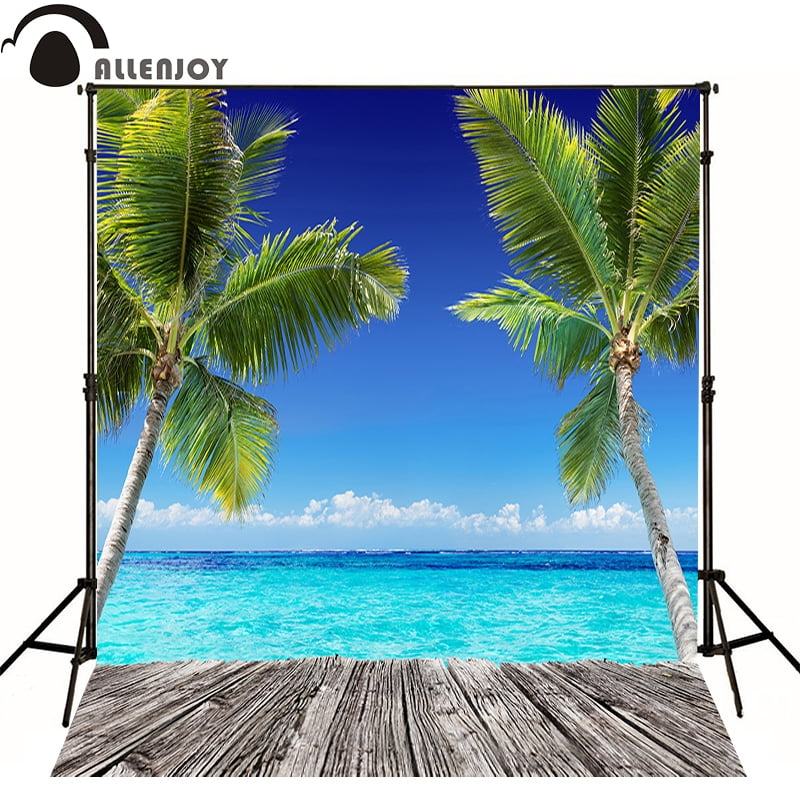 Allenjoy Professional photography background Coconut tree ocean wood ...