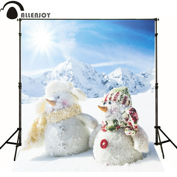 Allenjoy Professional photography background Snowman Snowy winter sun ...