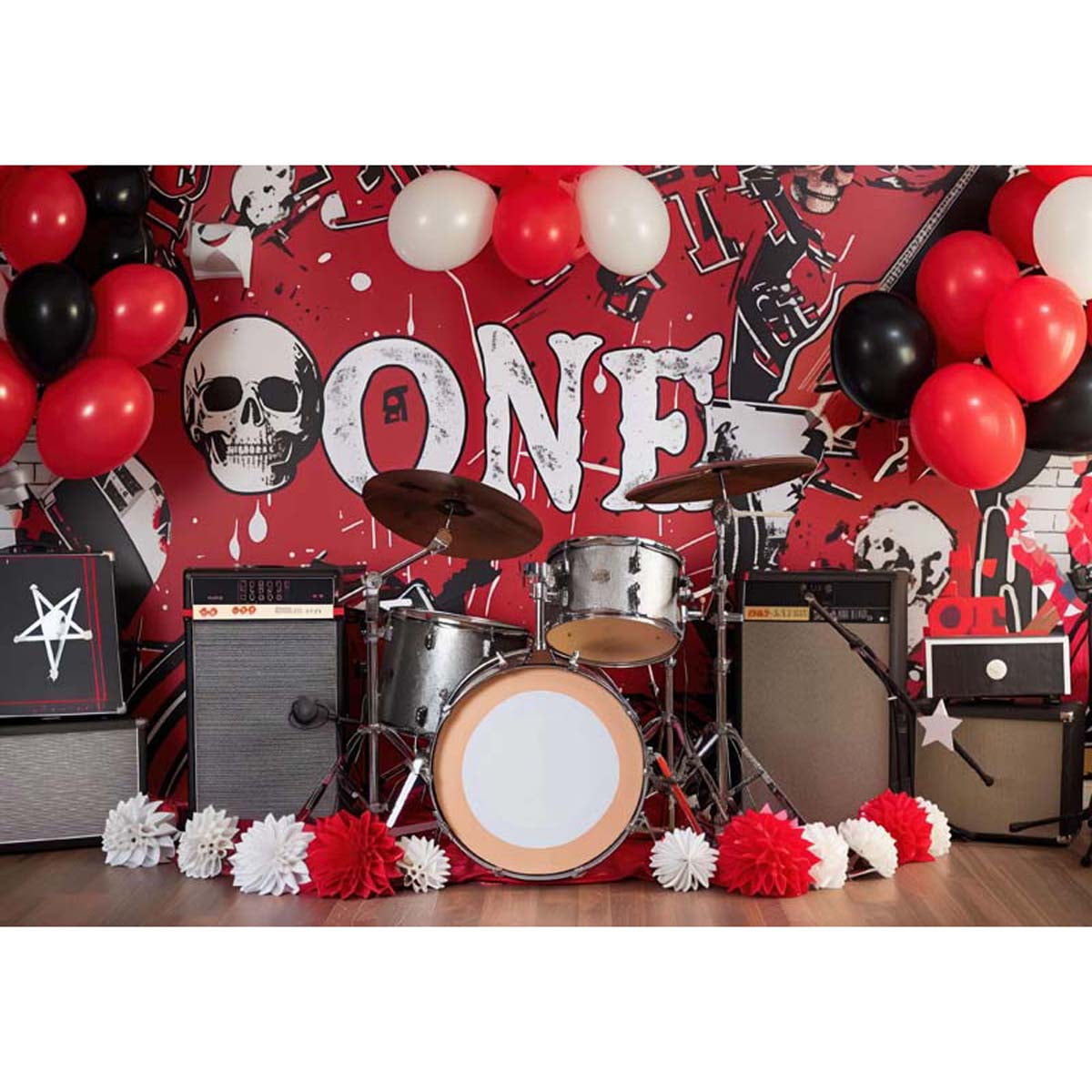 Allenjoy Rockstar Music Band 1st Birthday Backdrop - Walmart.com