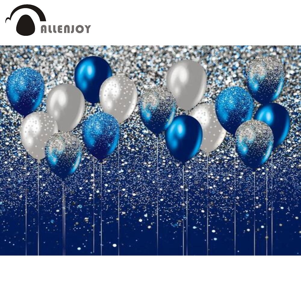 Allenjoy Royal Blue Fabric Balloons Gold Glitter Backdrop Birthday ...