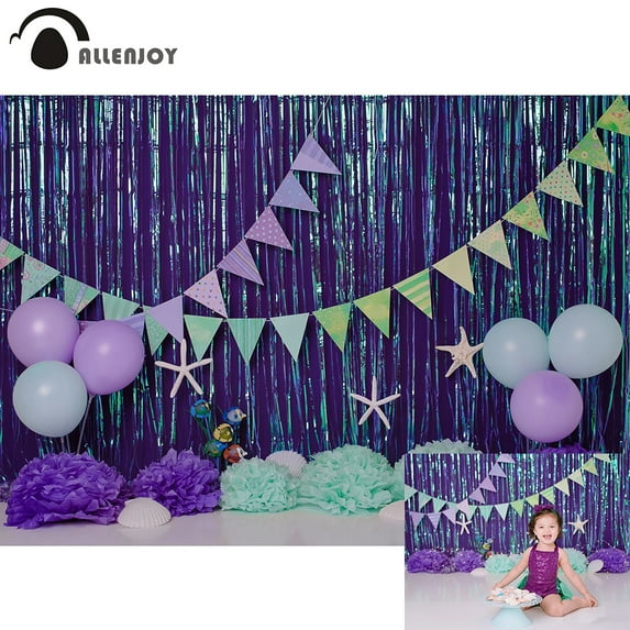 Allenjoy Smash Cake Child Photography Background Purple Balloons Under ...