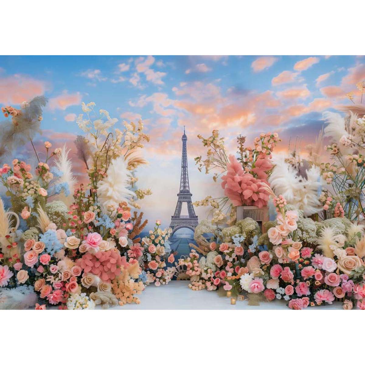 Allenjoy Spring Eiffel Tower Flowers Backdrop - Walmart.com
