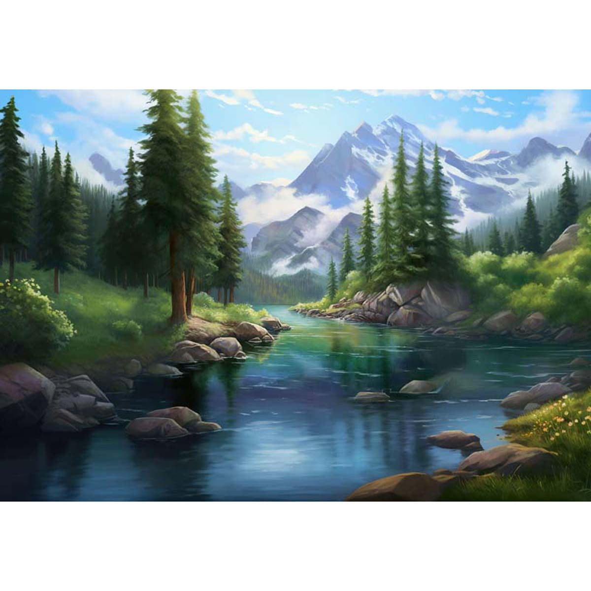 Allenjoy Spring Mountain Lake Backdrop - Walmart.com