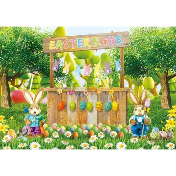 Allenjoy Spring Photographic Background Easter Egg Bunny Garden Grass ...
