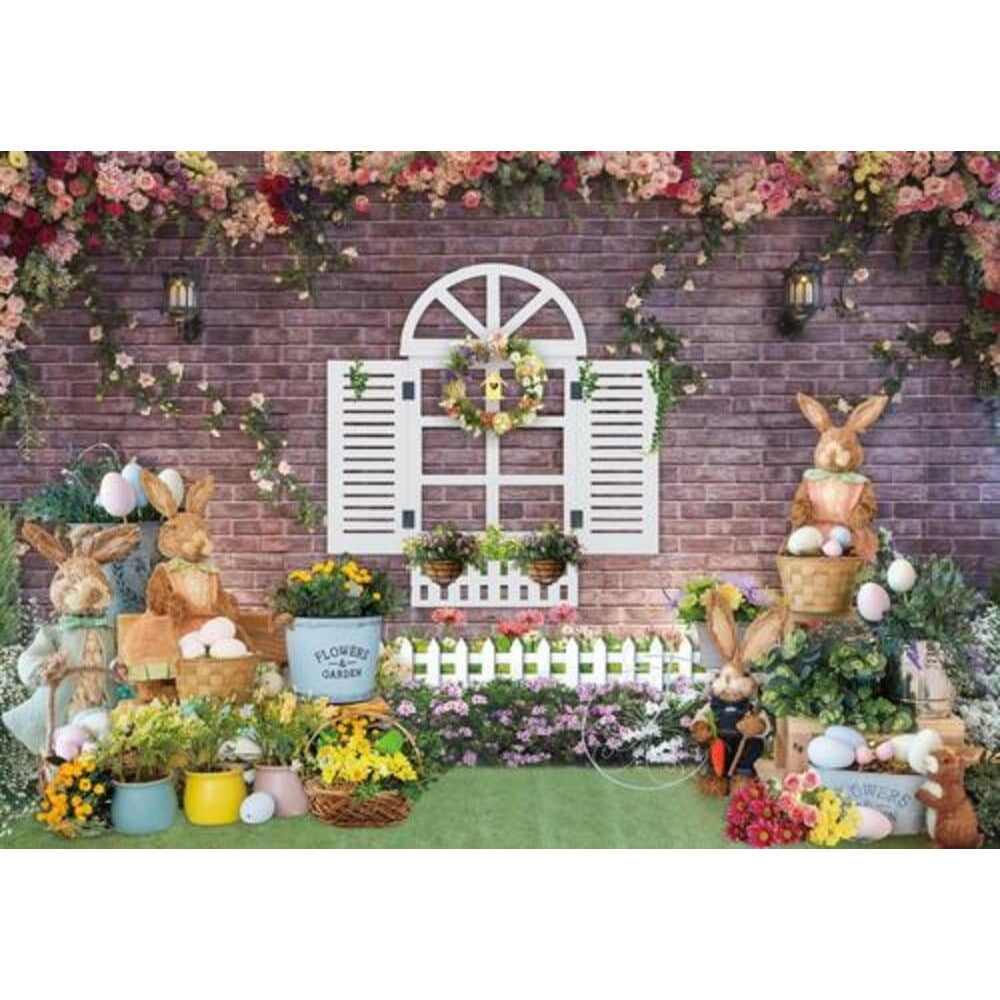 Allenjoy Spring Photographic Background Easter Egg Bunny Garden Grass ...