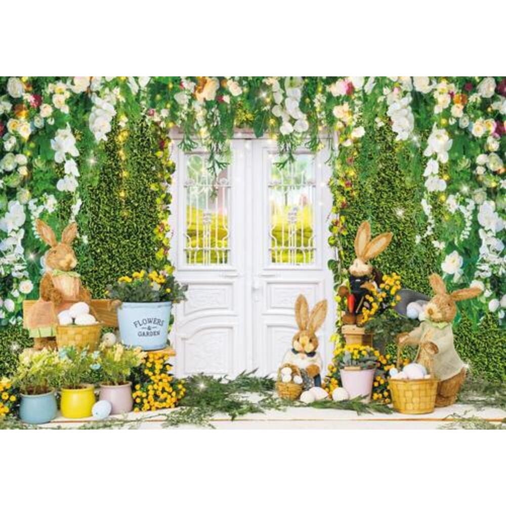 Allenjoy Spring Photographic Background Easter Egg Bunny Garden Grass ...