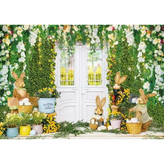 Allenjoy Spring Photographic Background Easter Egg Bunny Garden Grass ...