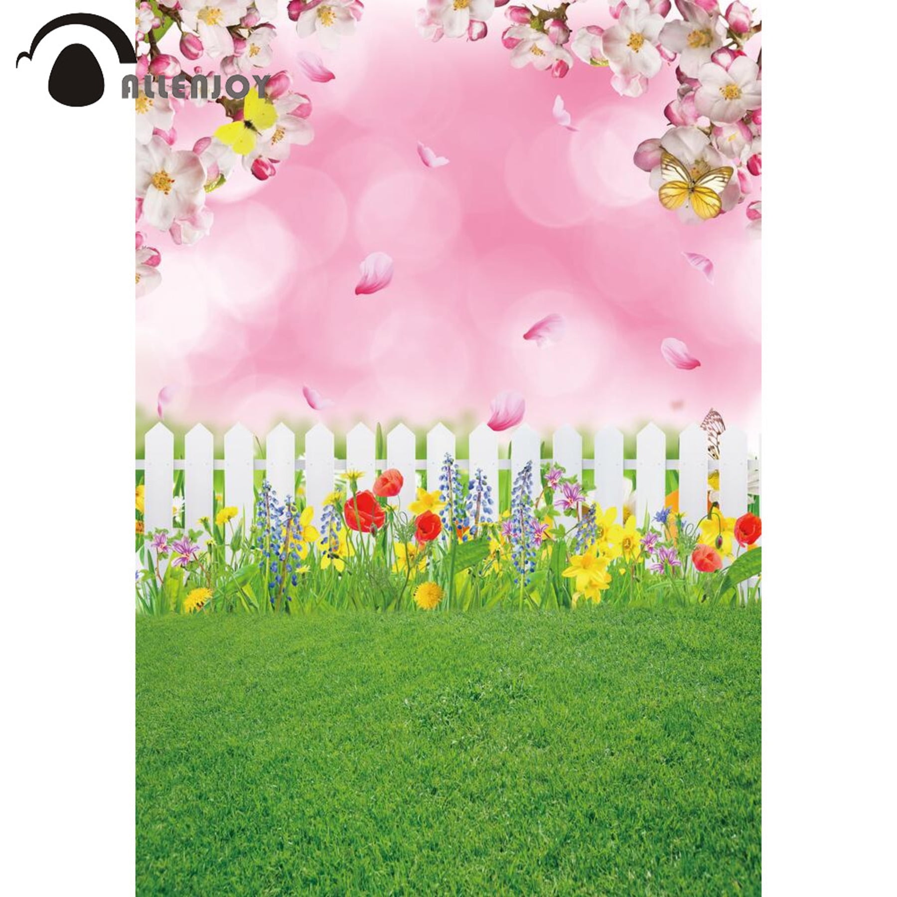 Allenjoy Spring Photography Background Pink Flowers Bokeh Pastel Butterfly Photocall Easter ...
