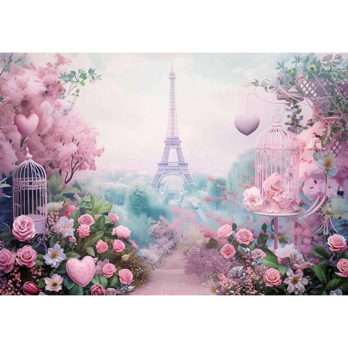 Allenjoy Spring Pink Effiel Tower Backdrop - Walmart.com