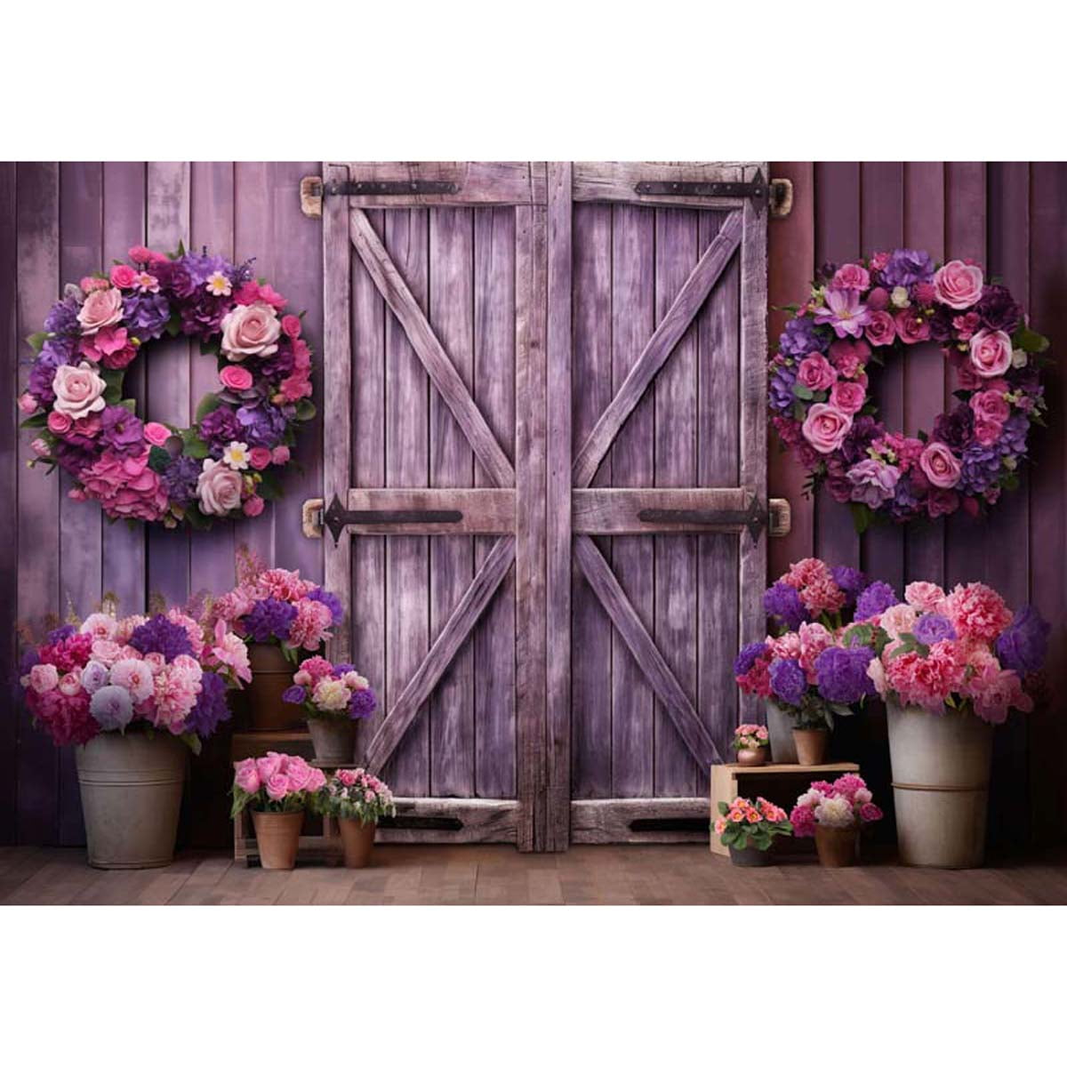 Allenjoy Spring Purple Flower Barn Door Photography Backdrop - Walmart.com