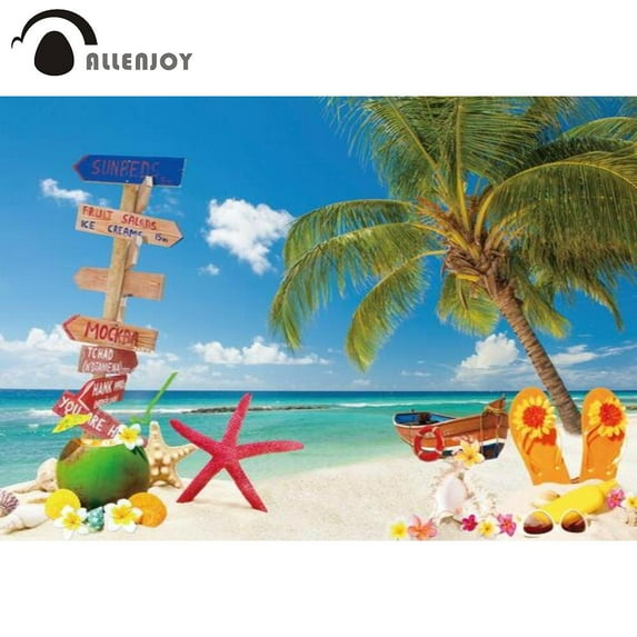 Allenjoy Summer Beach Aloha Backdrop Coconut Boat Star Holiday Party ...
