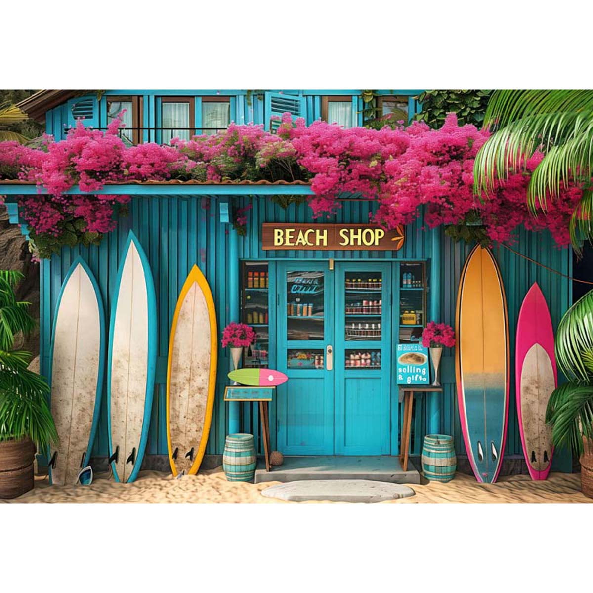 Allenjoy Summer Beach Shop Surfboard Backdrop - Walmart.com