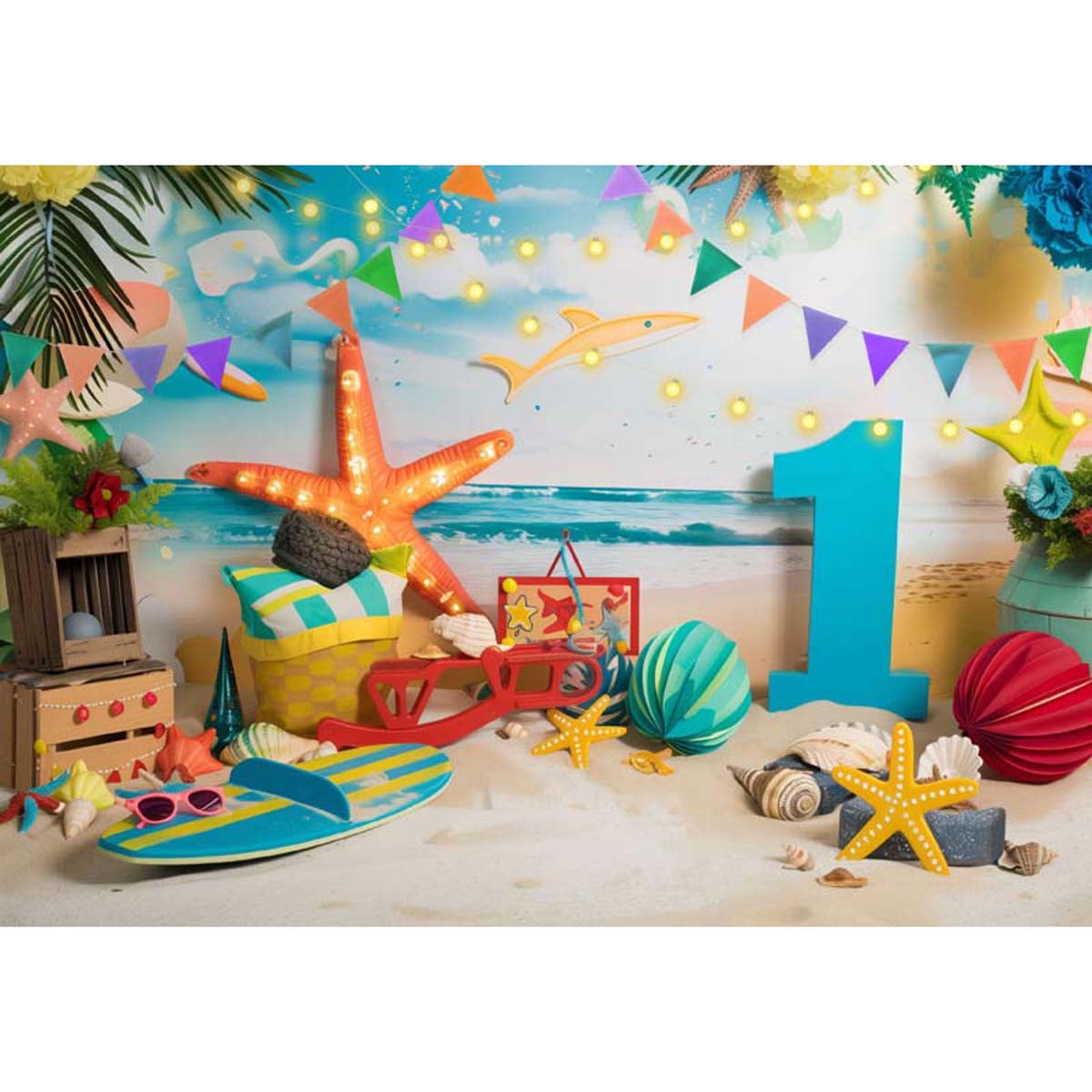 Allenjoy Summer Beach Star 1st Birthday Backdrop - Walmart.com