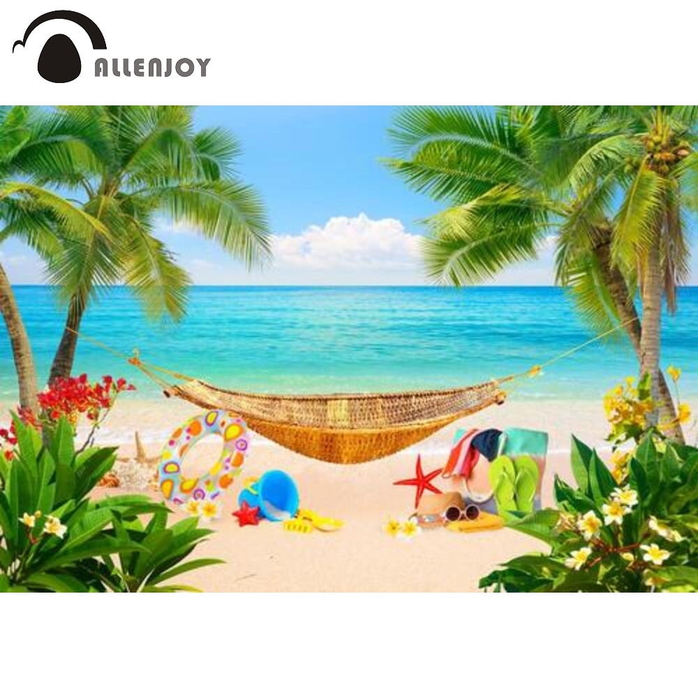 Allenjoy Summer Holiday Beach Backdrop Tropical Flowers Seaside Aloha ...