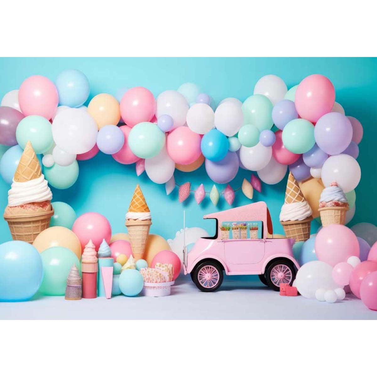 Allenjoy Summer Ice Cream Balloons Photography Backdrop - Walmart.com