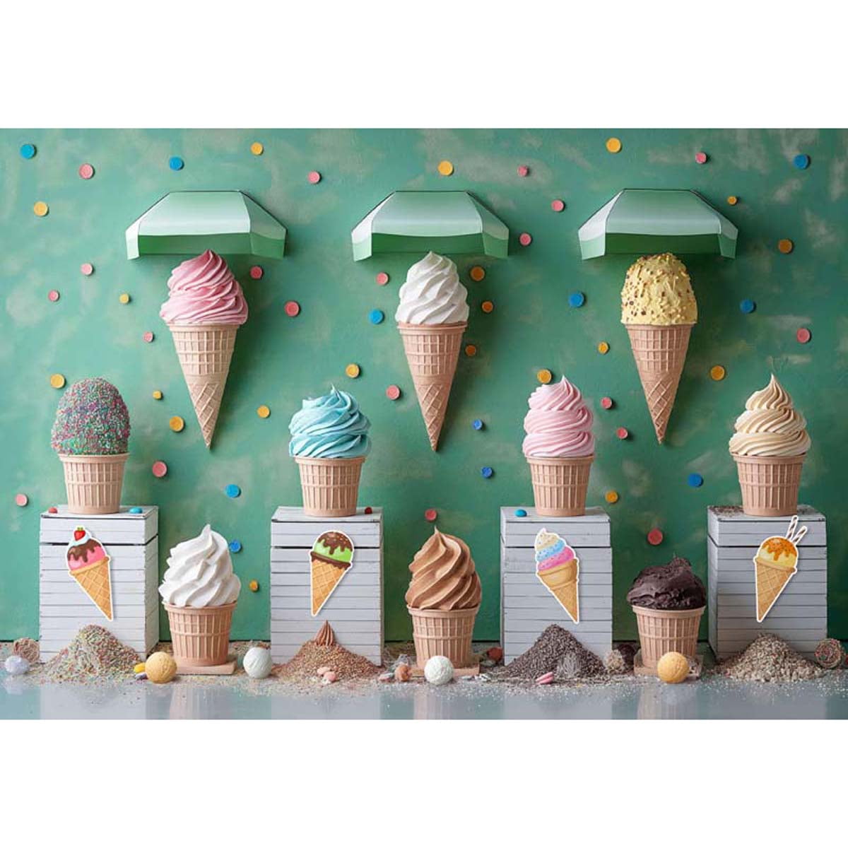 Allenjoy Summer Ice Cream Wall Backdrop - Walmart.com