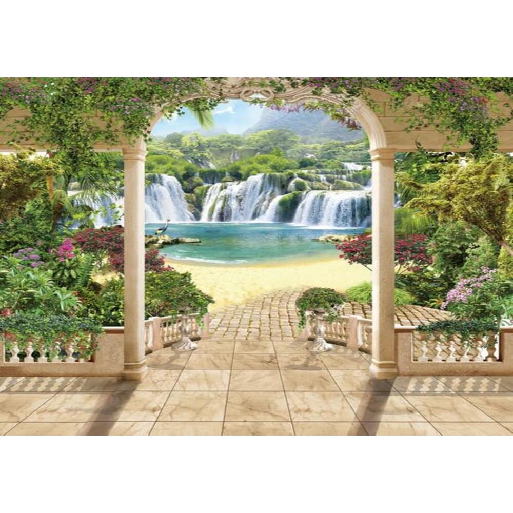 Allenjoy Summer Window Beach Sea Holiday Background Photography Tree ...