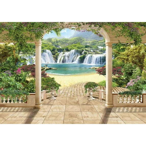 Allenjoy Summer Window Beach Sea Holiday Background Photography Tree ...