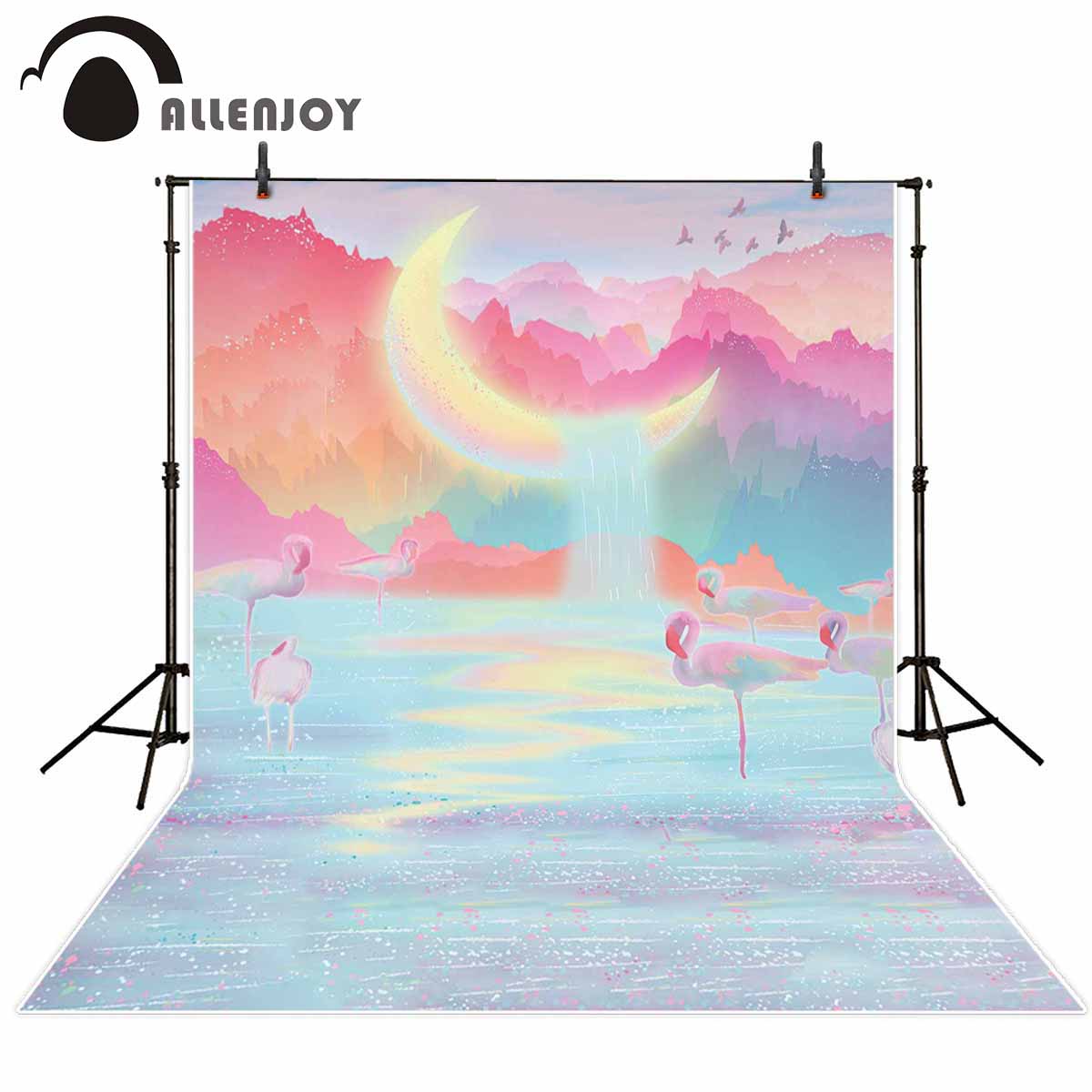 Allenjoy Summer photography backdrop watercolor flamingo romantic beach ...