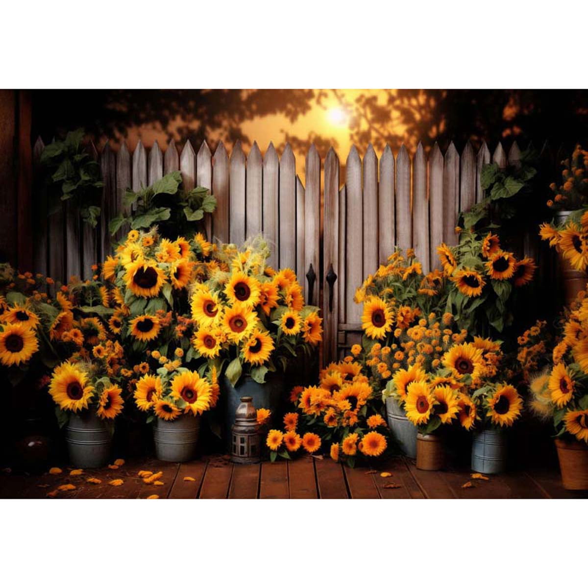 Allenjoy Sunflower Stand Wood Fence Backdrop - Walmart.com
